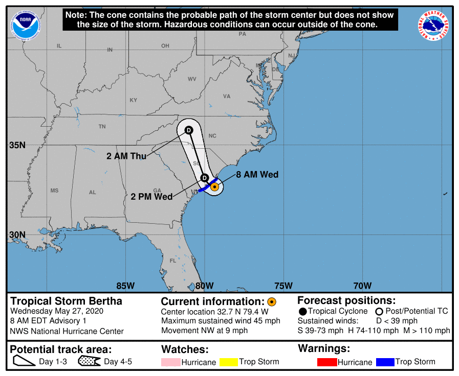 Tropical Storm Bertha has Formed