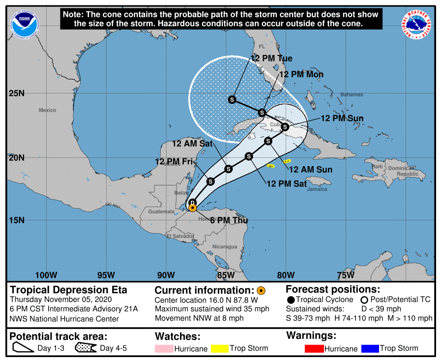 Eta a Threat to South Florida, Florida Keys; Likely to Track into ...